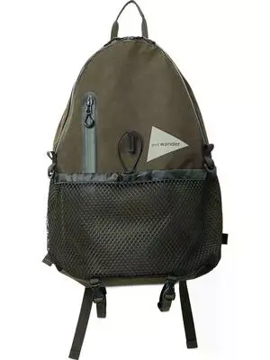 AND WANDER Triangular-Logo Backpack Green