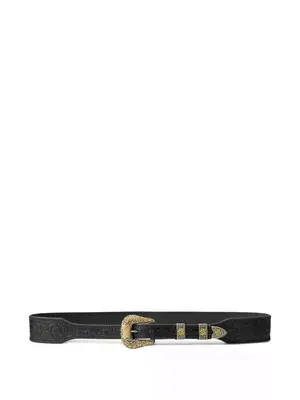 Ralph Lauren Floral-buckle Leather Belt - Black