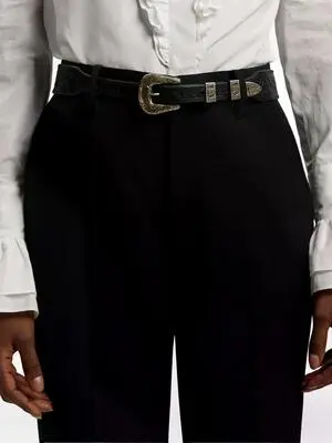 Ralph Lauren Floral-buckle Leather Belt
