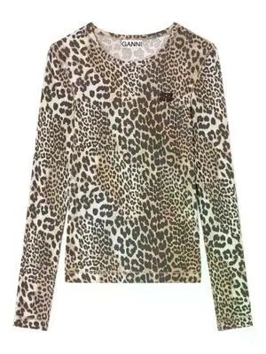 GANNI Leopard Long-sleeve Top - Brown