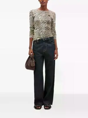 GANNI Leopard Long-sleeve Top - Brown