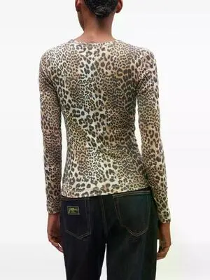 GANNI Leopard Long-sleeve Top - Brown