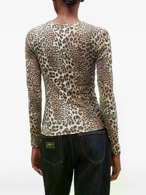GANNI Leopard Long-sleeve Top - Brown