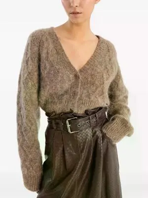ROTATE BY BIRGER CHRISTENSEN Cable-knit Cropped Cardigan