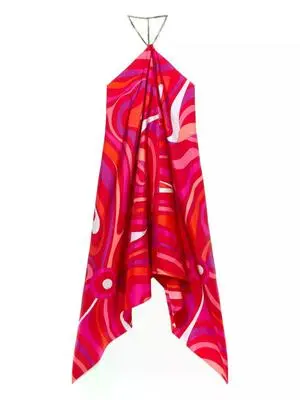 Emilio Pucci Marmo-print Halterneck Dress - Red