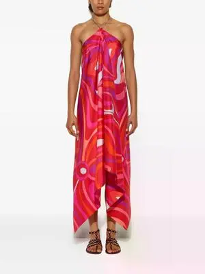 Emilio Pucci Marmo-print Halterneck Dress - Red