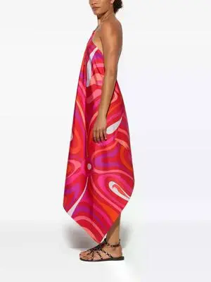 Emilio Pucci Marmo-print Halterneck Dress - Red