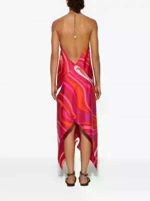 Emilio Pucci Marmo-print Halterneck Dress - Red