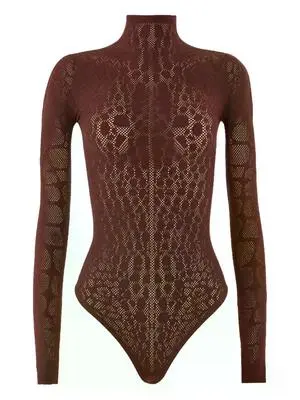 Wolford Snakeskin-motif Mock-neck Bodysuit