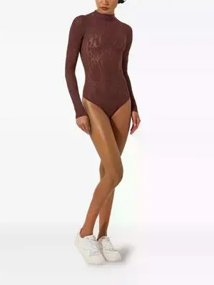Wolford Snakeskin-motif Mock-neck Bodysuit