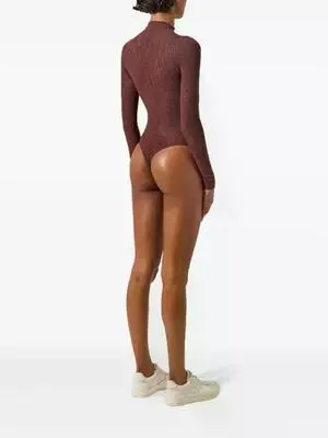 Wolford Snakeskin-motif Mock-neck Bodysuit