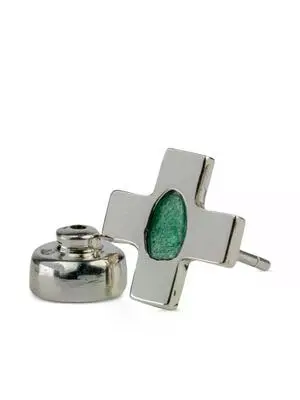 PARTS OF FOUR Sterling Emerald Stud Earring - Silver