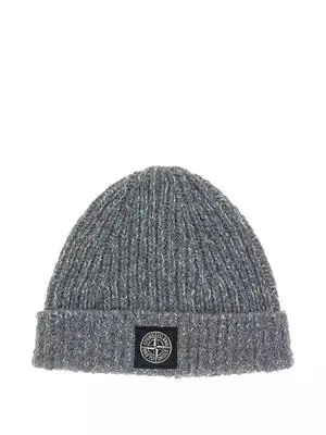 Stone Island Ribbed Knit Beanie - Grey