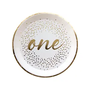JOLLITY & CO First Birthday Dessert Plates - White