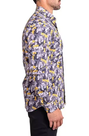 MACEOO Fibonacci Ascension Contemporary Fit Button-up Shirt - Grey