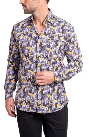 MACEOO Fibonacci Ascension Contemporary Fit Button-up Shirt - Grey