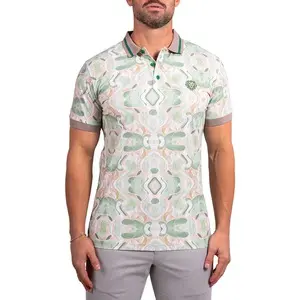 MACEOO Ascension0033 Abstract Print Stretch Nylon Polo - Green