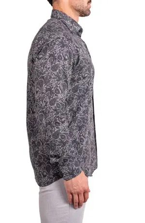 MACEOO Fibonacci Ascension 0252 Paisley Contemporary Fit Button-up Shirt - Grey
