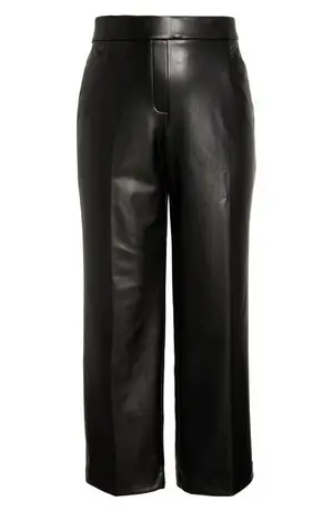 KASPER Faux Leather Straight-leg Pants