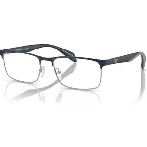 Emporio Armani 56mm Rectangle Optical Glasses - Silver