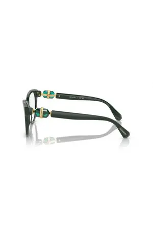 SWAROVSKI 52mm Round Full Rim Eyeglasses - Green