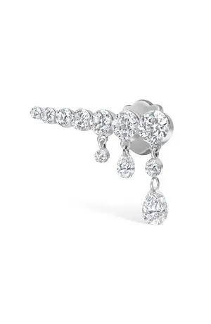 MARIA TASH Diamond Crescendo Single Bar Stud Earring White Gold