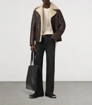 ALLSAINTS Leather Xylon Biker Jacket - Brown