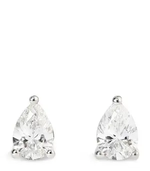 Harrods Gold And Diamond Pear Stud Earrings - White