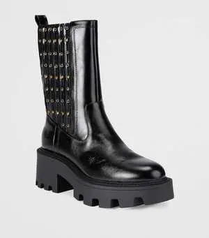 Kurt Geiger Patent Leather Studded Chelsea Boots