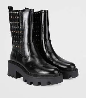 Kurt Geiger Patent Leather Studded Chelsea Boots