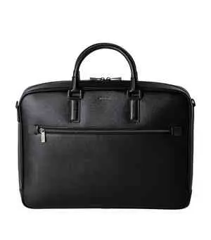 SERAPIAN Slim Evoluzione Leather Briefcase - Black