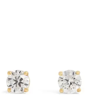 Harrods Diamond Stud Earrings - Gold