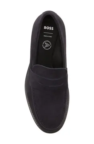 BOSS Suede Penny Loafer - Navy