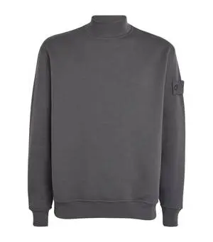 Stone Island Ghost Piece Cotton Sweatshirt With Compass Logo