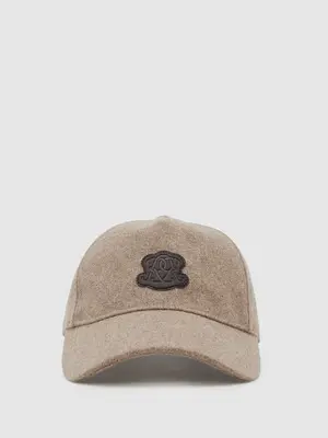 REISS Abel Monogram Appliqué Cap - Oatmeal Brown