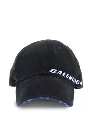 Balenciaga Cotton Cap With Logo - Black