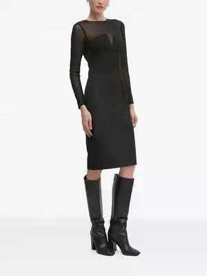 SANDRO FERRONE Mesh-panel Long-sleeve Midi Dress