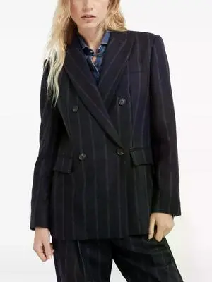 Brunello Cucinelli Double-breasted Pinstriped Blazer