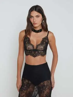 L'Agence Aislin Lace Bralette - Black
