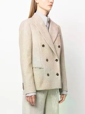 Brunello Cucinelli Chevron Double-breasted Blazer