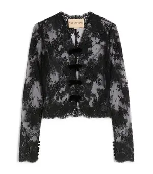 Valentino Garavani Lace Shirt With Bow Detail - Black