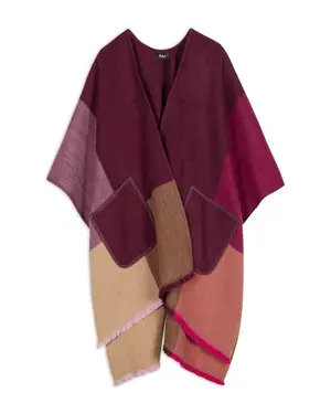 Echo Colorblock Poncho - Fig