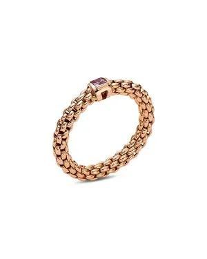 FOPE 18k Rose Gold Flex'it Ring With Sapphire - Pink