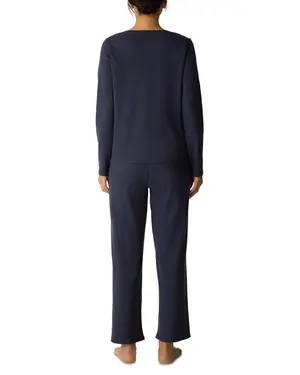 Eileen Fisher Ribbed Henley Ankle Sleep Set - Ink