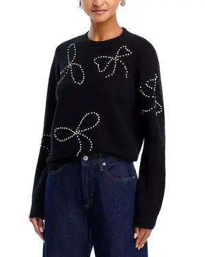Aqua Rhinestone Bow Sweater
