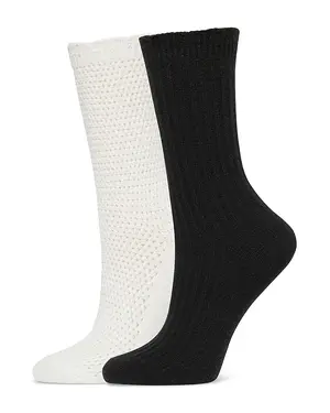 Hue Lattice Crew Socks Pack - Ivory