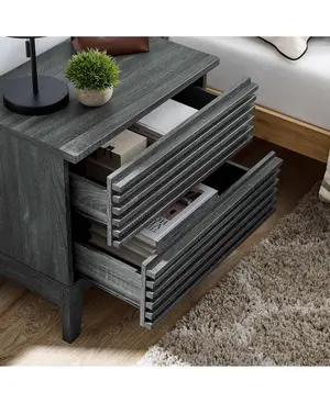 MODWAY Render Two-drawer Nightstand - Charcoal