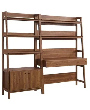 MODWAY Bixby 2-piece Wood Office Desk And Bookshelf - Walnut