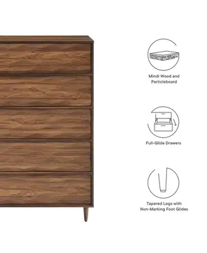 MODWAY Vespera 5-drawer Chest - Walnut