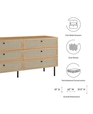 MODWAY Chaucer 6-drawer Dresser - Oak